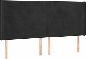 Čelo postele s LED černé 163 x 16 x 118/128 cm samet 3123824