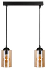 Černé závěsné svítidlo se skleněným stínidlem 10x34 cm Bistro – Candellux Lighting