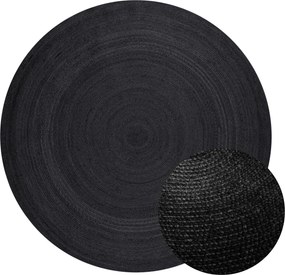 Hanse Home, Kusový koberec Jute Braided 106322 Black kruh, 200x200 (průměr) kruh, černá, chodba / předsíň