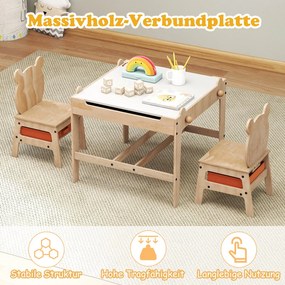 Costway Dětský stůl s 2 židličkami ve tvaru pandy 4-in-1 na aktivity s bílou