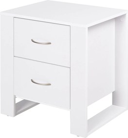 HOMCOM Noční stolek se 2 zásuvkami, nohami a vyvýšeným podstavcem pro ložnici, moderní styl 48x39x54 cm Bílý | Aosom