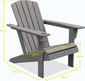 Zahradní židle, ergonomický design, odolná proti povětrnostním vlivům, HDPE, šedá, 75 x 87 x 90 cm