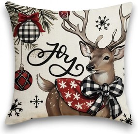 Vánoční povlak na polštář DEER WISH 45x45 cm, béžový