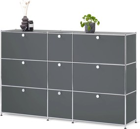 Tchibo - Komoda CN3 s 9 výklopnými dvířky - barva: šedá