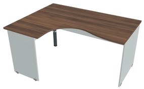 Stůl ergo pravý 160*120 cm - Hobis Gate GE 2005 P Dekor stolové desky: ořech, Dekor lamino podnože: šedá, Barva nohy: černá