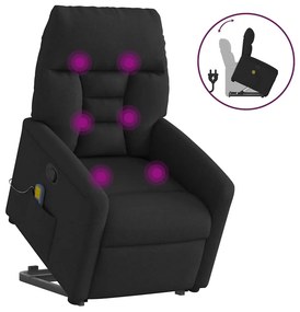 Zvedací masážní polohovací křeslo černé textil 3303044
