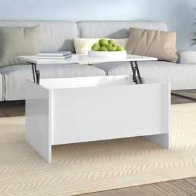 Konferenční stolek lesklý bílý 80x55,5x41,5 cm kompozitní dřevo,  809680 HangarStore.cz