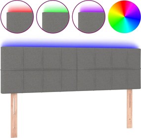 Čelo postele s LED tmavě šedé 144x5x78/88 cm textil 3121611