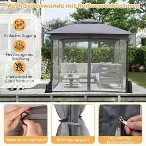 Costway Pavilon s moskytiérou 4 pytle s pískem a dvojitá střecha vodotěsný
