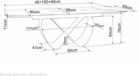 Rozkládací jídelní stůl Infinity 160/240 cm bílý mramor/černý