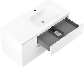 Mexen Orio, koupelnová skříňka 100 cm s pravým umyvadlem Vela, 2S, 1D, bílá matná, 91A13-10047-3-BBFFFF01-W23P01
