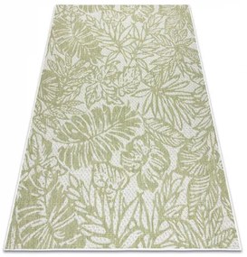 koberec SISAL SION Listy, tropický 22128 ploché tkaní ecru / zelená velikost 180x270 cm | krásné koberce cz