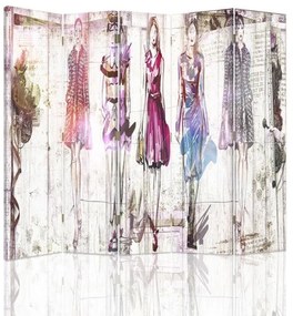 Ozdobný paraván Ženy Glamour Vintage - 180x170 cm, pětidílný, obustranný paraván 360°