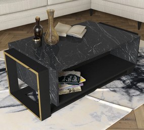 Hanah Home Konferenční stolek Bianco, Černá, Zlatá