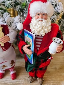 Vánoční dekorace taťka Santa Claus v županu s bačkorkama - 16*8*28 cm