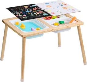 Kids Sensory Stůl Vnitřní dřevěný hrací pískový vodní stolek se 3 úložnými