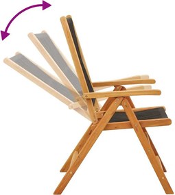 7dílný zahradní jídelní set černý polypropylen a masivní dřevo 3281721