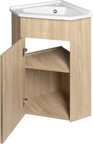 Aqualine Aqualine, ZOJA rohová umyvadlová skříňka 39x74x39cm, dub platin, 50346
