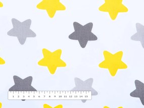 Biante Dětský bavlněný kulatý ubrus Sandra SA-203 Žluto-šedé hvězdy Ø 130 cm