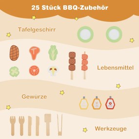 Costway Hrací sada Kids Grill s kuchyňským setem Play Food a Grill Tools
