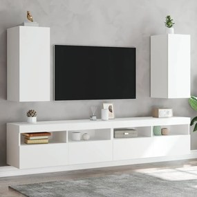 vidaXL Nástěnné TV skříňky s LED osvětlením 2 ks bílé 30,5x35x70 cm