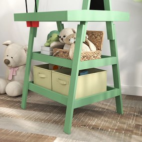 AIYAPLAY AIYPLAY Dětský easel 3v1 Magnetická oboustranná tabule s papírovým válcem a úložnými košíky 59x48x118 cm Zelená