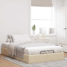 Osmanský rám postele bez matrací krémově 120x200 cm textil 3310873