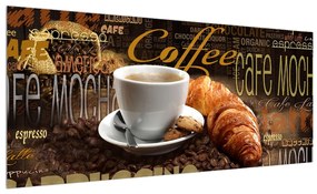 Obraz kávy a croissantů (100x40 cm)