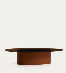 Hnědý konferenční stolek se skleněnou deskou 81x140 cm Olir – Kave Home