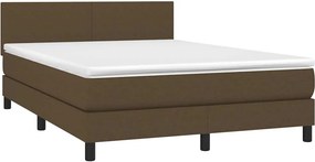 Box spring postel s matrací a LED tmavě hnědá 140x200 cm textil 3133000