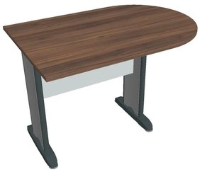 Stůl jednací oblouk 120 cm - Hobis Cross CP 1200 1 Dekor stolové desky: ořech, Dekor lamino podnože: šedá, Barva nohou: černá