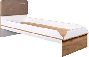 Casarredo - Komfort nábytek Dětská postel WOODY 90x200 s čalouněným čelem, bílá/dub kraft zlatý