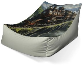 Sablio Sedací vak Lounge Parní lokomotiva na viaduktu - 80 x 95 x 50 cm