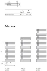 Isan Echo Inox 1220 x 500 mm koupelnový radiátor nerez