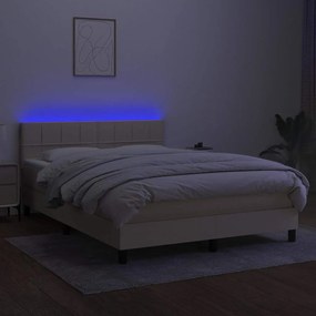 Box spring postel s matrací a LED krémová 140x200 cm textil 3133162