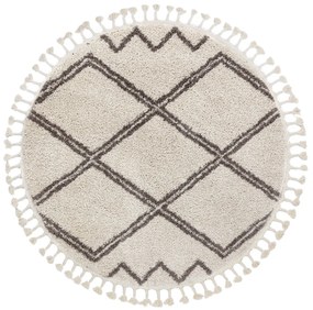 Dywany Łuszczów, Kusový koberec Berber Asila cream and brown kruh, 120x120 (průměr) kruh, hnědá, ložnice