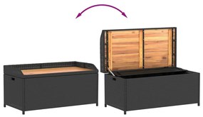 Úložná lavice černá 100 x 50 x 52 cm polyratan a akáciové dřevo