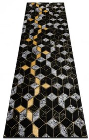 Koberec / Běhoun GLOSS 400B 86 glamour, art deco, 3D geometrický - černý / zlatý