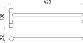 Nimco Držák na ručníky otočný, 42 cm BORMO černá - BRC 11096-90