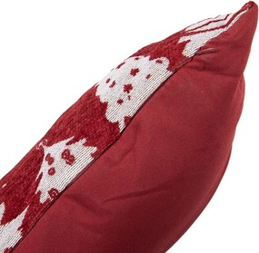 Bílo-červený dekorační polštář s vánočními stromky - 44*44*4 cm