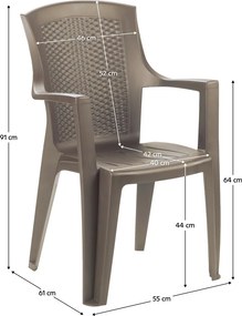 Zahradní stohovatelné křeslo, hnědošedá Taupe, EDENIA