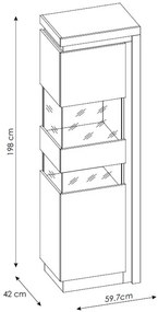 Vysoká vitrína Lyon, bílá lesk, s osvětlením, levá
