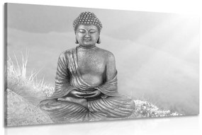 Obraz socha Budhy v meditující poloze v černobílém provedení Varianta: 120x80