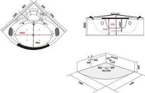 BPS-koupelny Hydromasážní vana HYD-OR632CH 135x135 s ohřevem vody
