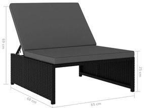vidaXL Marketos Polohovací zahradní křesla 2 ks se stolkem černá polyratan