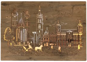 Li-Go "Hradec Králové" světelný obraz 230V 100x70cm provedení povrchu: dub světlý