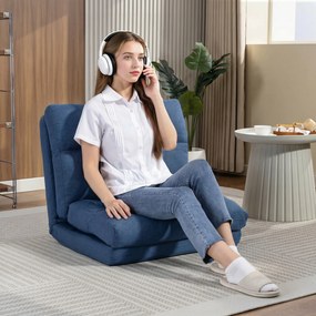 HOMCOM 1místné sklápěcí křeslo – přetvořitelné na lehátko, 5 poloh, nosnost 120 kg, tmavě modré, 70 × 72 × 56 cm