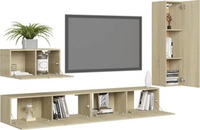 vidaXL 4dílný set TV skříněk dřevotříska [3078676] Barva: dub sonoma