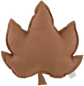 Lněný polštář javorový list čokoládová 43x43 cm