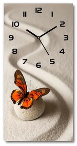 Wallmuralia Nástěnné hodiny Kámen zen a motýl 30x60 cm